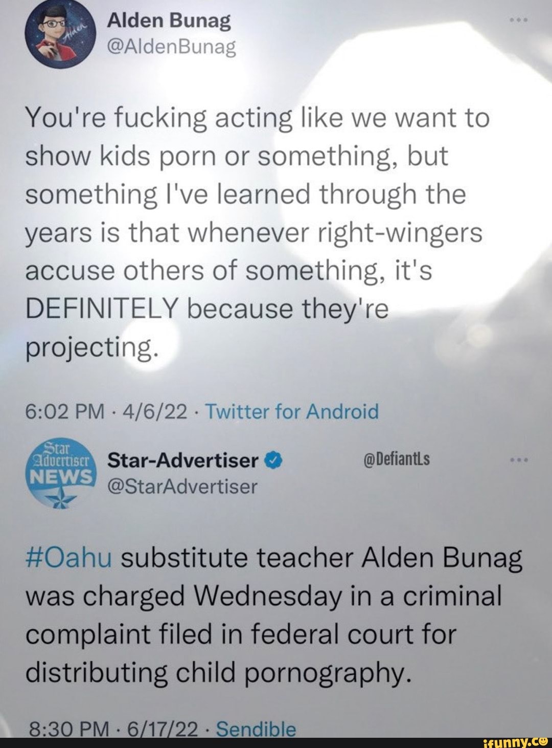 Alden Bunag / @AldenBunag You're fucking acting like we want to show ...