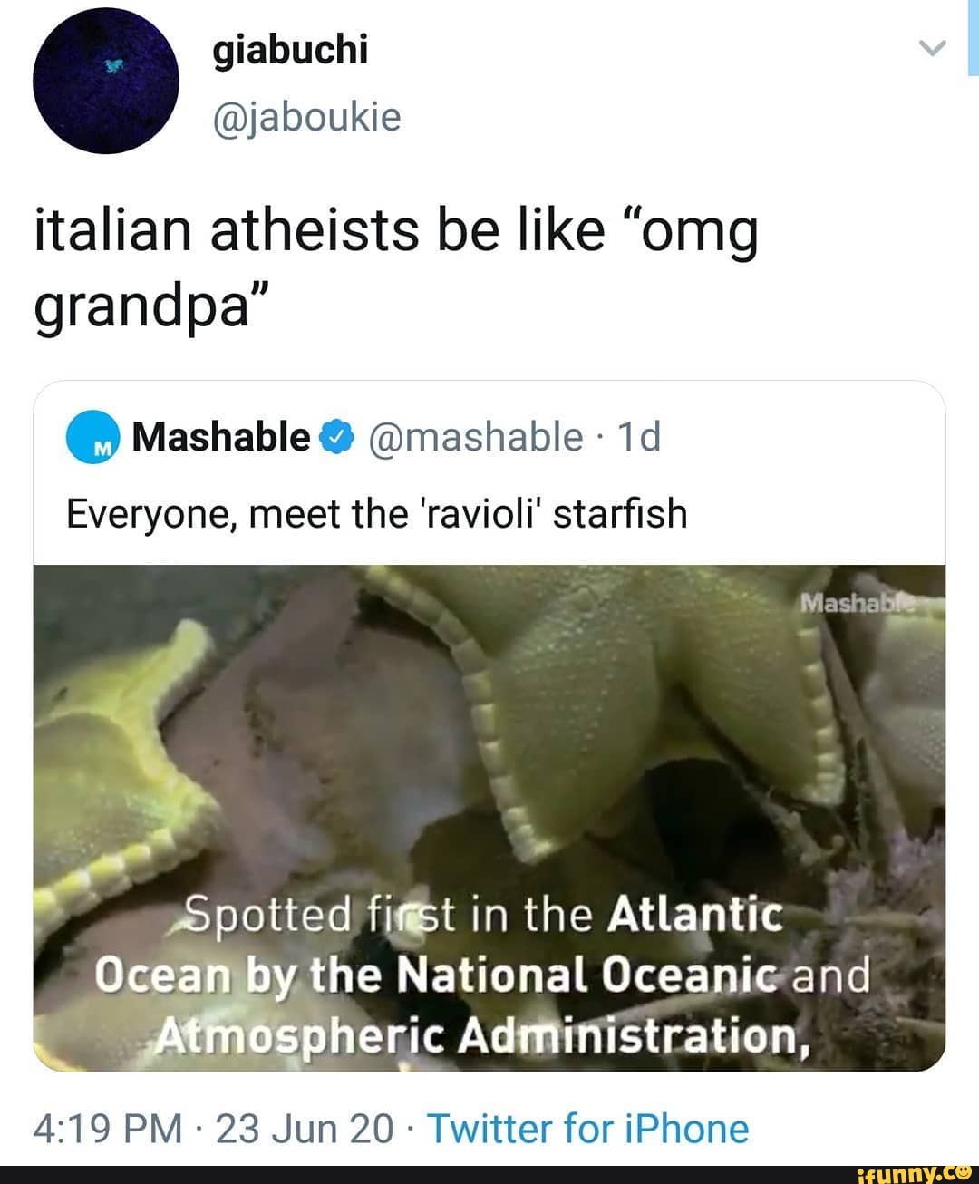 Italian atheists be like "omg grandpa" @ Mashable @ @mashable Everyone ...