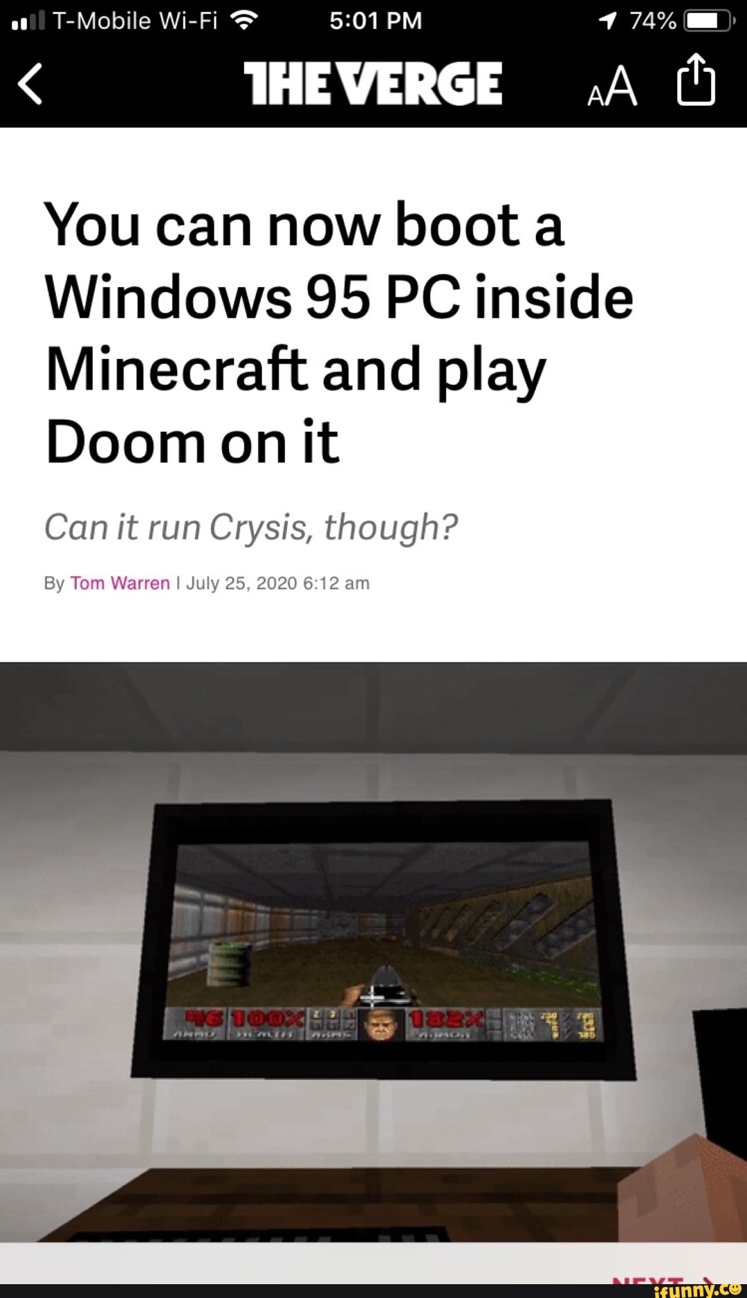 THEVERGE A É You can now boot a Windows 95 PC inside Minecraft and play ...