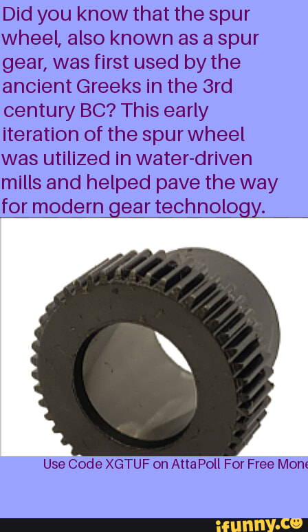 Did you know that the spur wheel, also known as a spur gear, was first ...