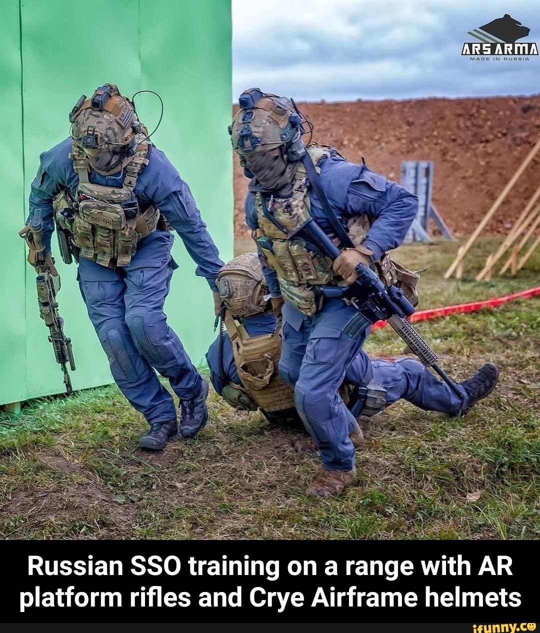 Russian SSO training on a range with AR platform rifles and Crye ...
