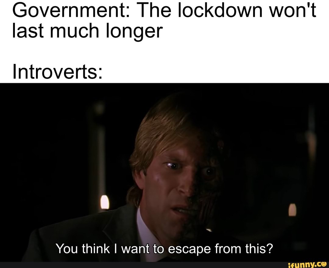 Government: The lockdown won't last much longer Introverts: You think I ...