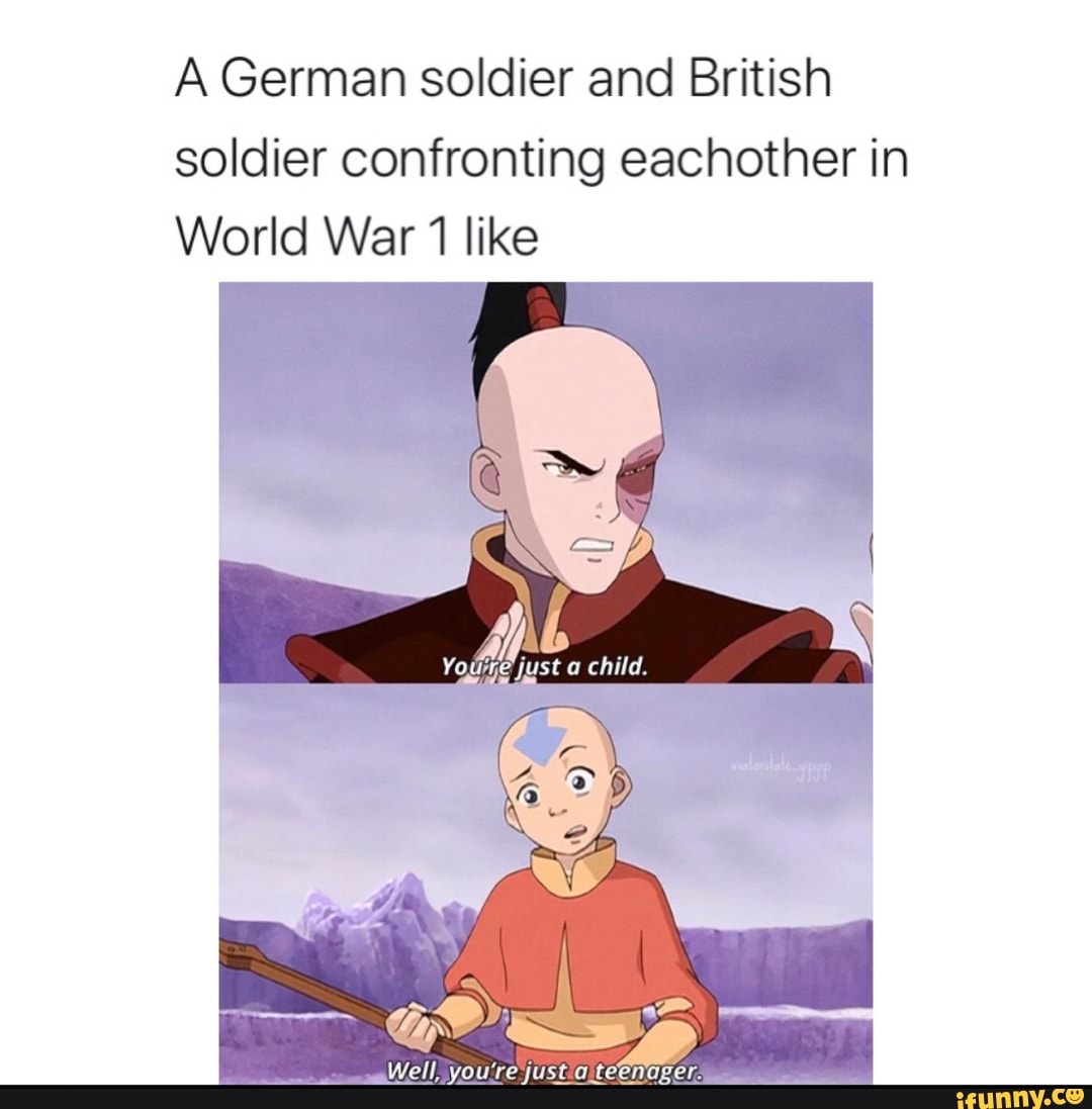 A German soldier and British soldier confronting eachother in World War ...