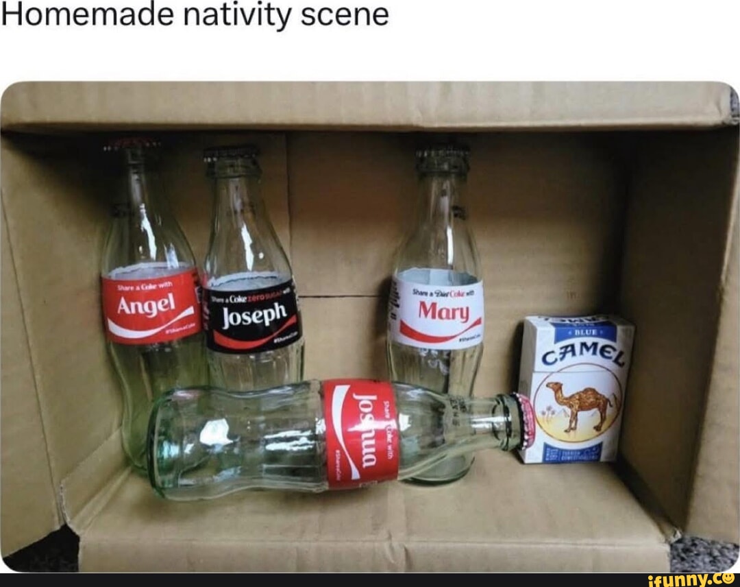 Homemade nativity scene Mary , - iFunny