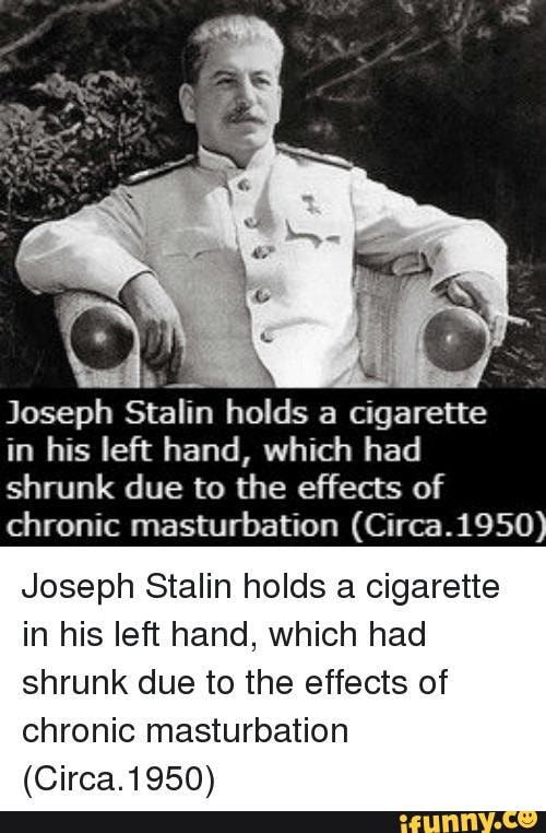 Joseph Stalin holds a cigarette in his left hand, which had shrunk due ...