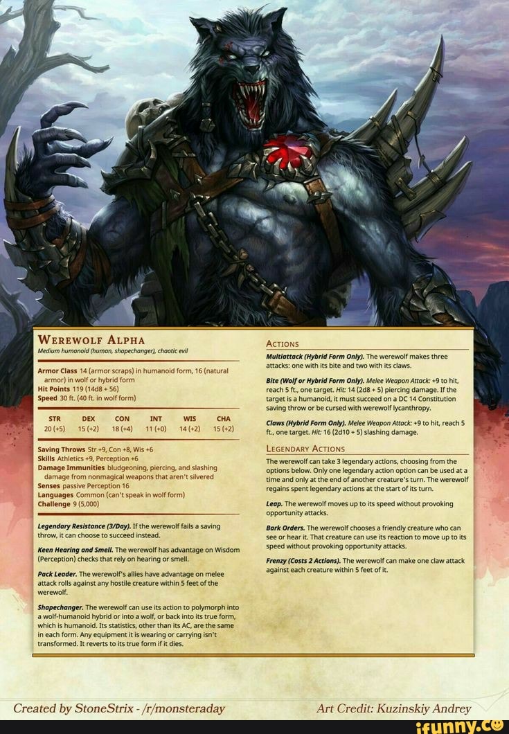 WEREWOLF ALPHA Medium humoneld (oumen,shopechange, chaotk [Armor Class ...