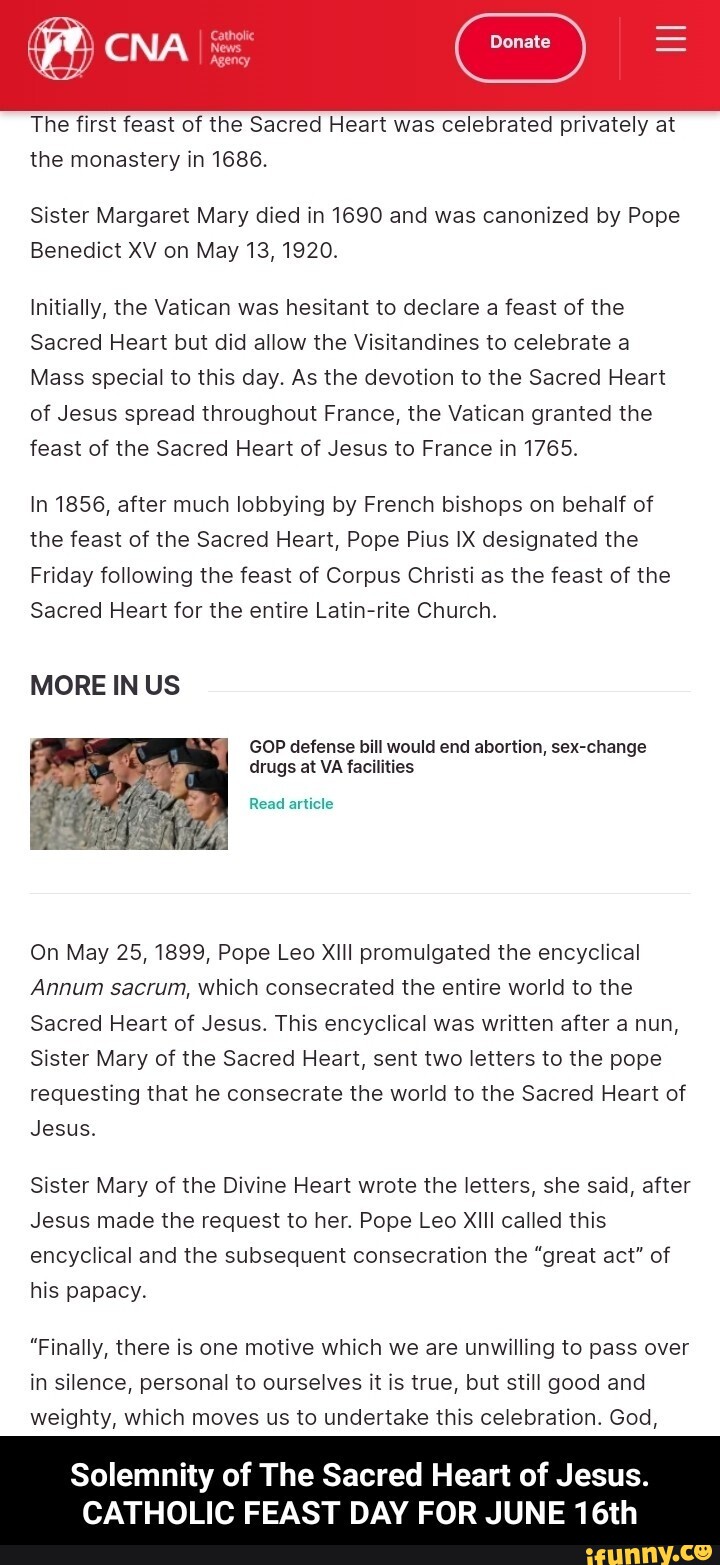 The first feast of the Sacred Heart was celebrated privately at the ...