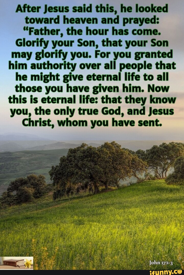 After Jesus said this, he looked toward heaven and prayed: "Father, the ...