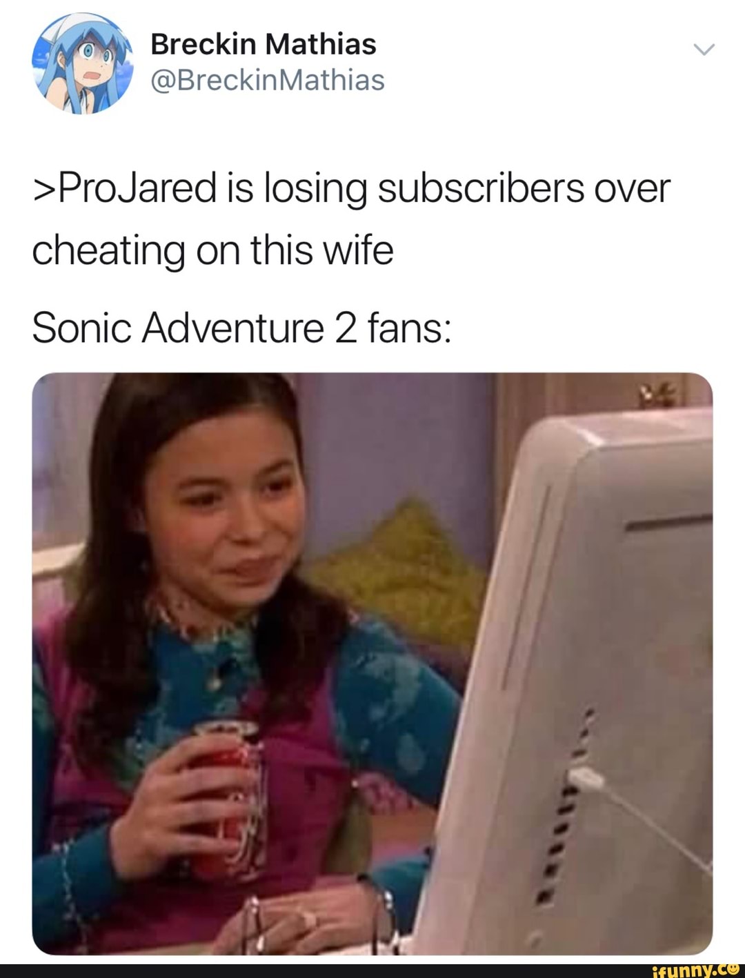 >ProJared is losing subscribers over Cheating on this wife Sonic ...