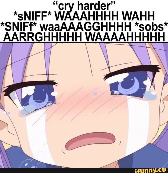 "cry harder' *sNIFF* WAAAHHHH WAHH *SNIFf* waaAAAGGHHHH AARRGHHHHH ...