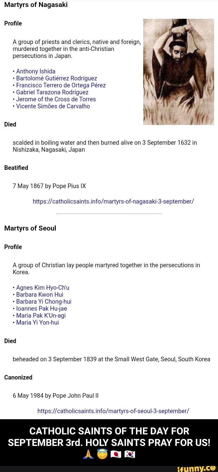 Martyrs of Nagasaki Profile A group of priests and clerics, native and ...