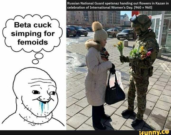 R National Guard spetsnaz handing out flowers in Kazan in celebration ...