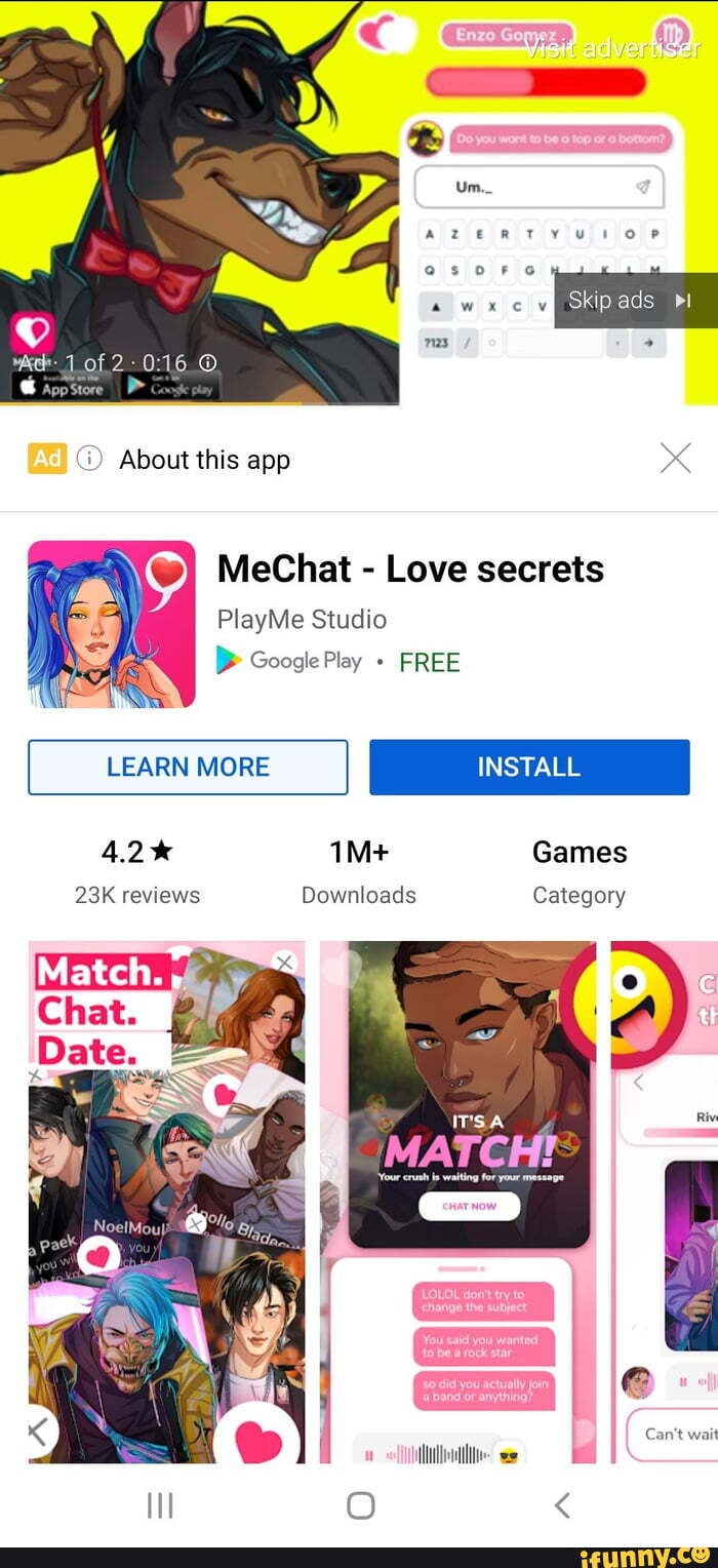 Visit Um._ esoroy aw c v ms About this app x MeChat - Love secrets ...