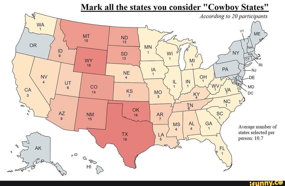 Mark all the states you consider ''Cowboy States" According to 20 ...