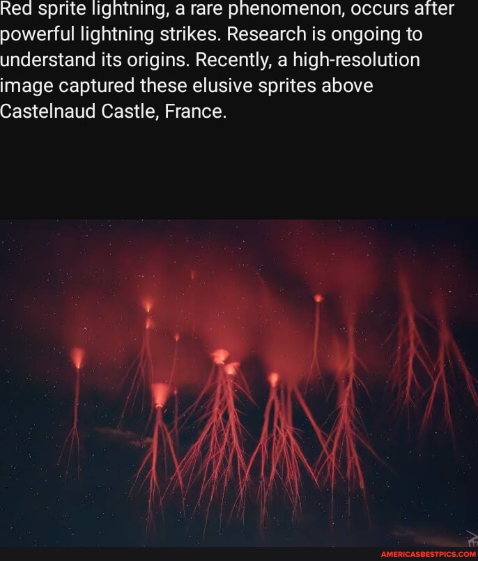 Red sprite lightning, a rare phenomenon, occurs after powerful ...