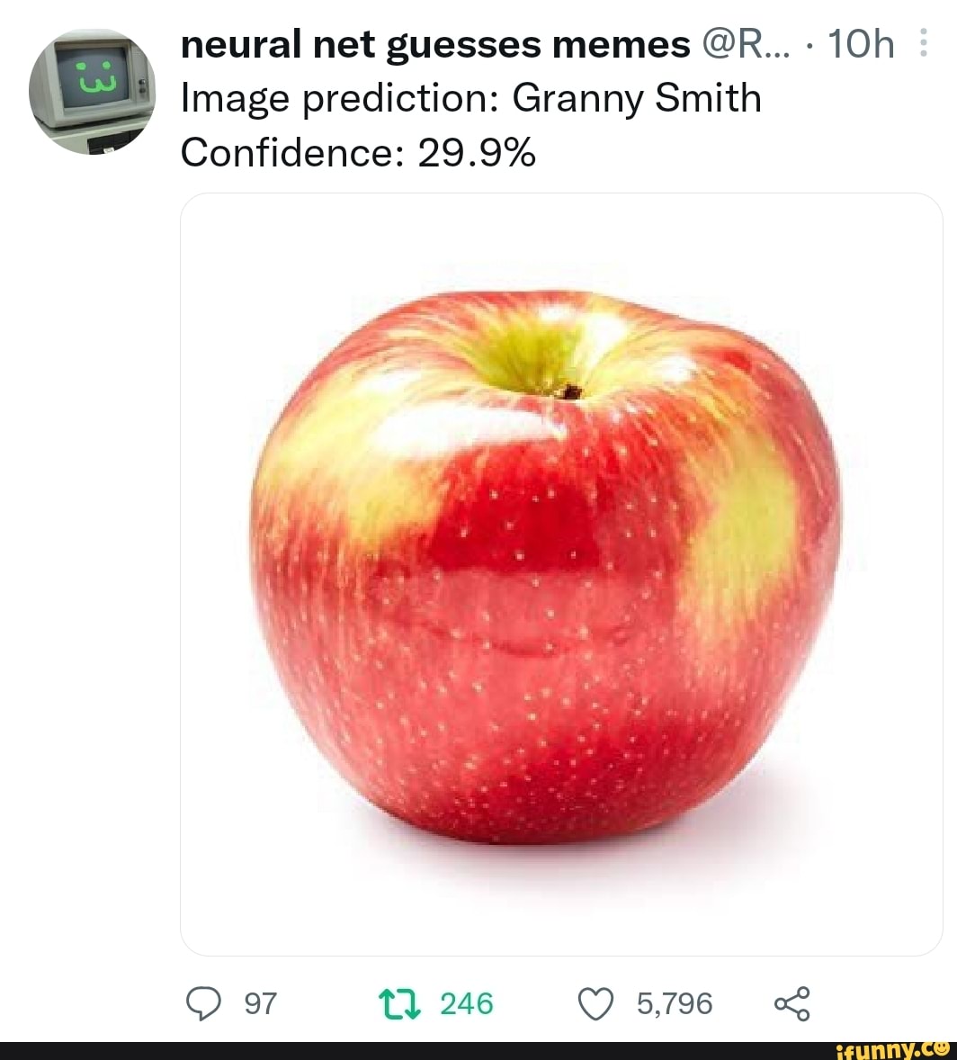 Neural net guesses memes @R... @ Image prediction: Confidence: Granny ...