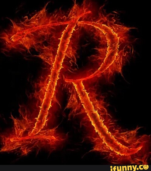 Letter R In Red Fire