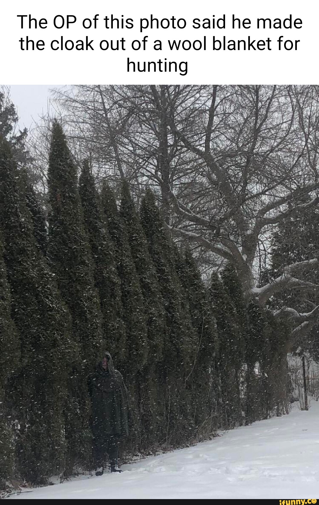 The OP of this photo said he made the cloak out of a wool blanket for ...