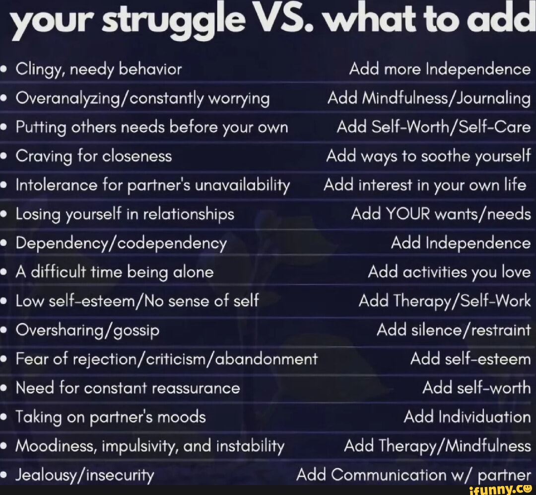Worrying Moodiness, impulsivity, and instability Gele Clingy, needy ...