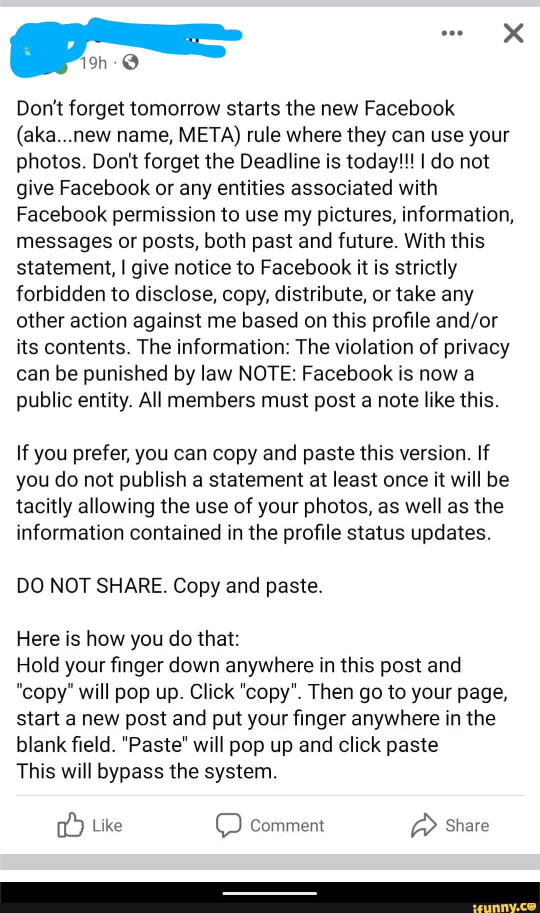 Don't forget tomorrow starts the new Facebook (aka...new name, META ...