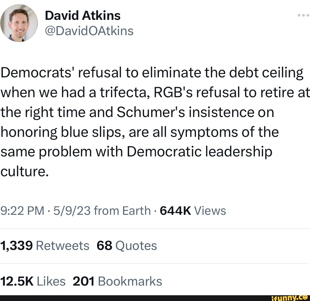 David Atkins @DawidOAtkins Democrats' refusal to eliminate the debt ...