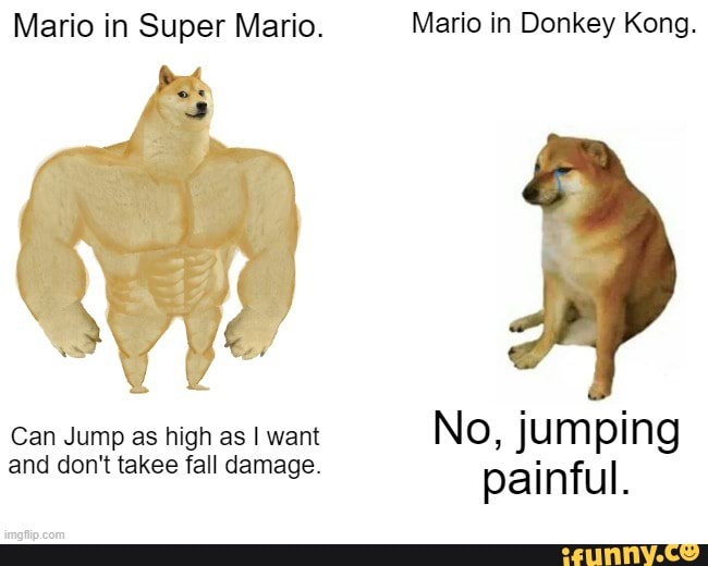 Mario in Super Mario. Can Jump as high as I want and don't takee fall ...