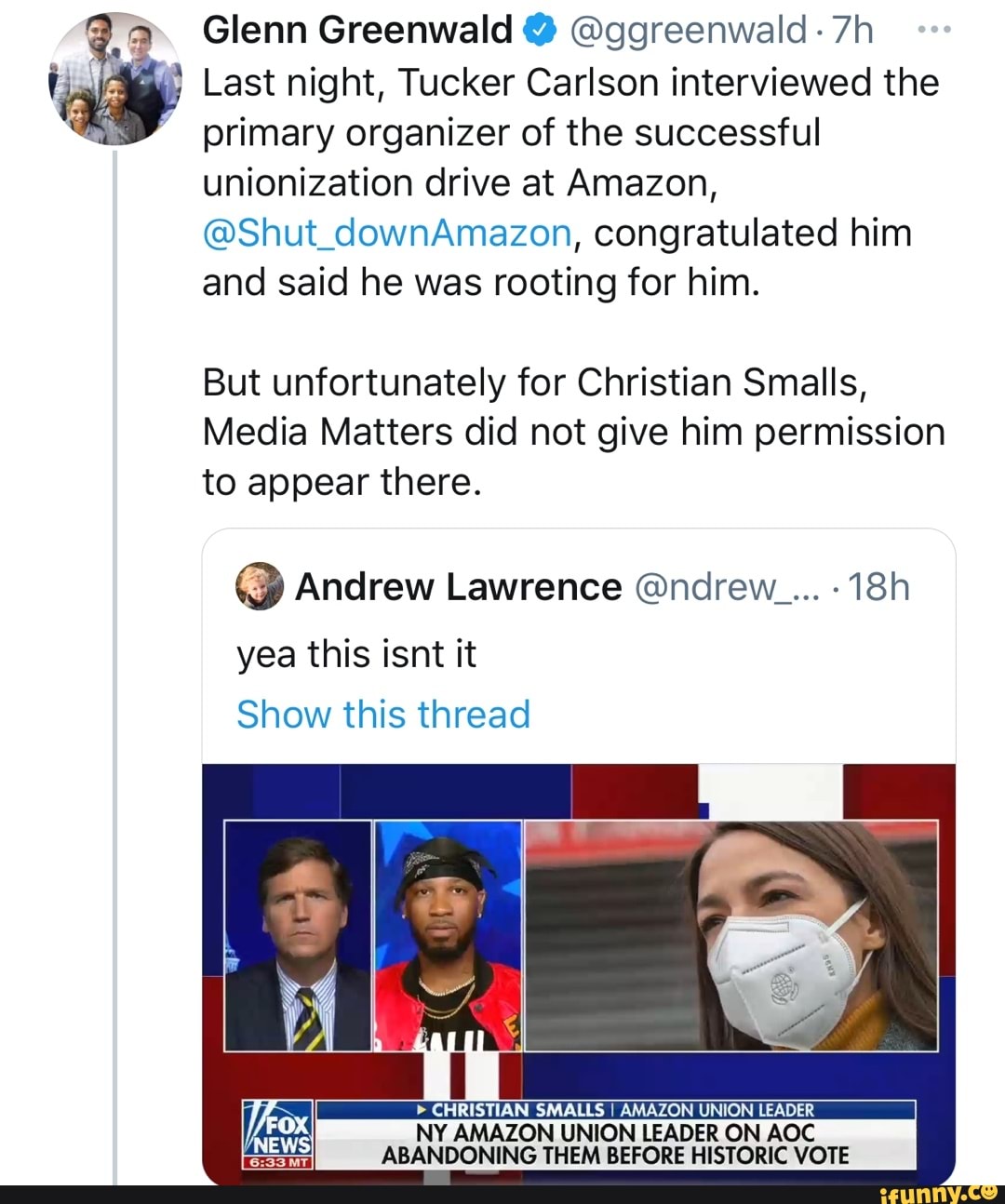 Glenn Greenwald @ @ggreenwald- Last night, Tucker Carlson interviewed ...