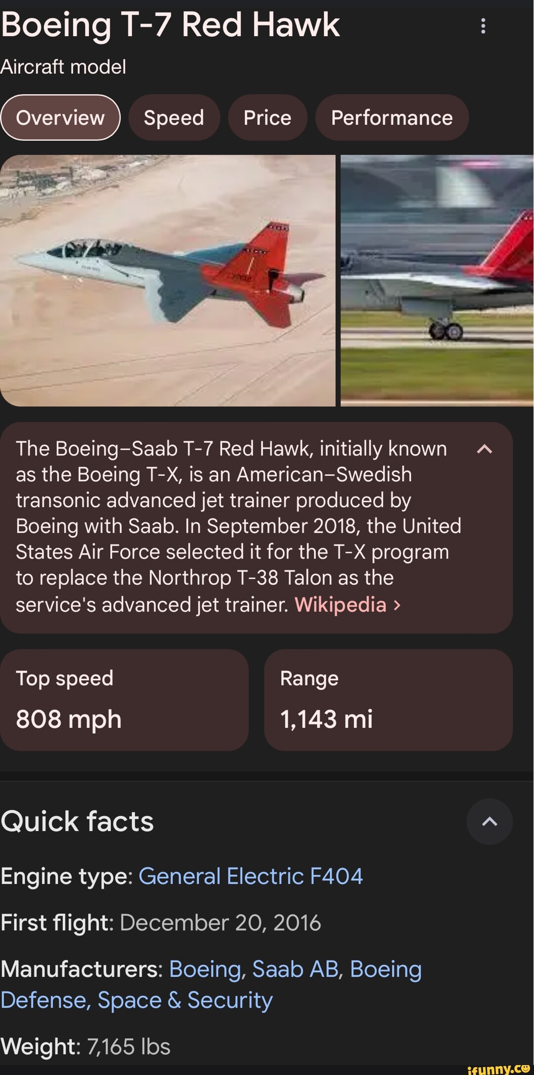 Boeing Red Hawk Aircraft model Overview Speed Price Performance The ...