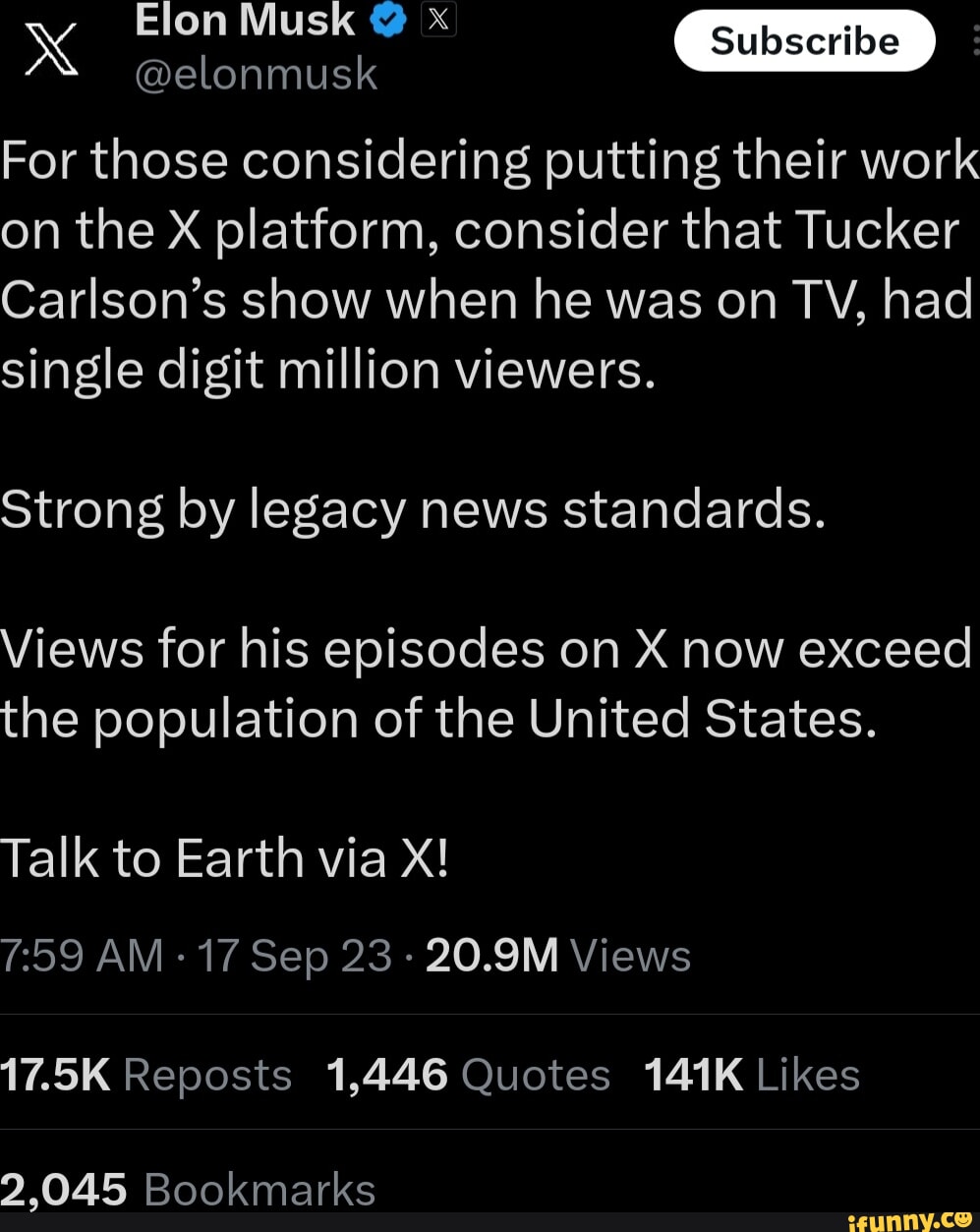 Elon Musk & For those considering putting their work on the X platform ...
