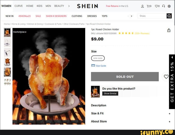 WOMEN CURVE HOME MEN ecAUY SHEIN Tors Roast Chicken Holder $9.00 ms ...