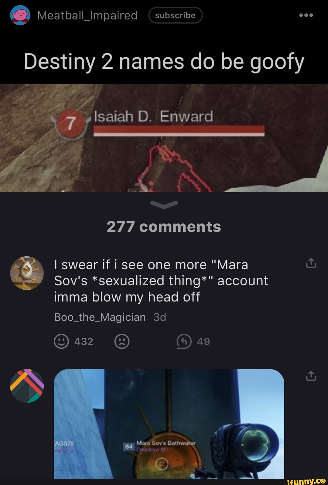 Meatball_Impaired subscribe Destiny 2 names do be goofy if lsaiah D ...