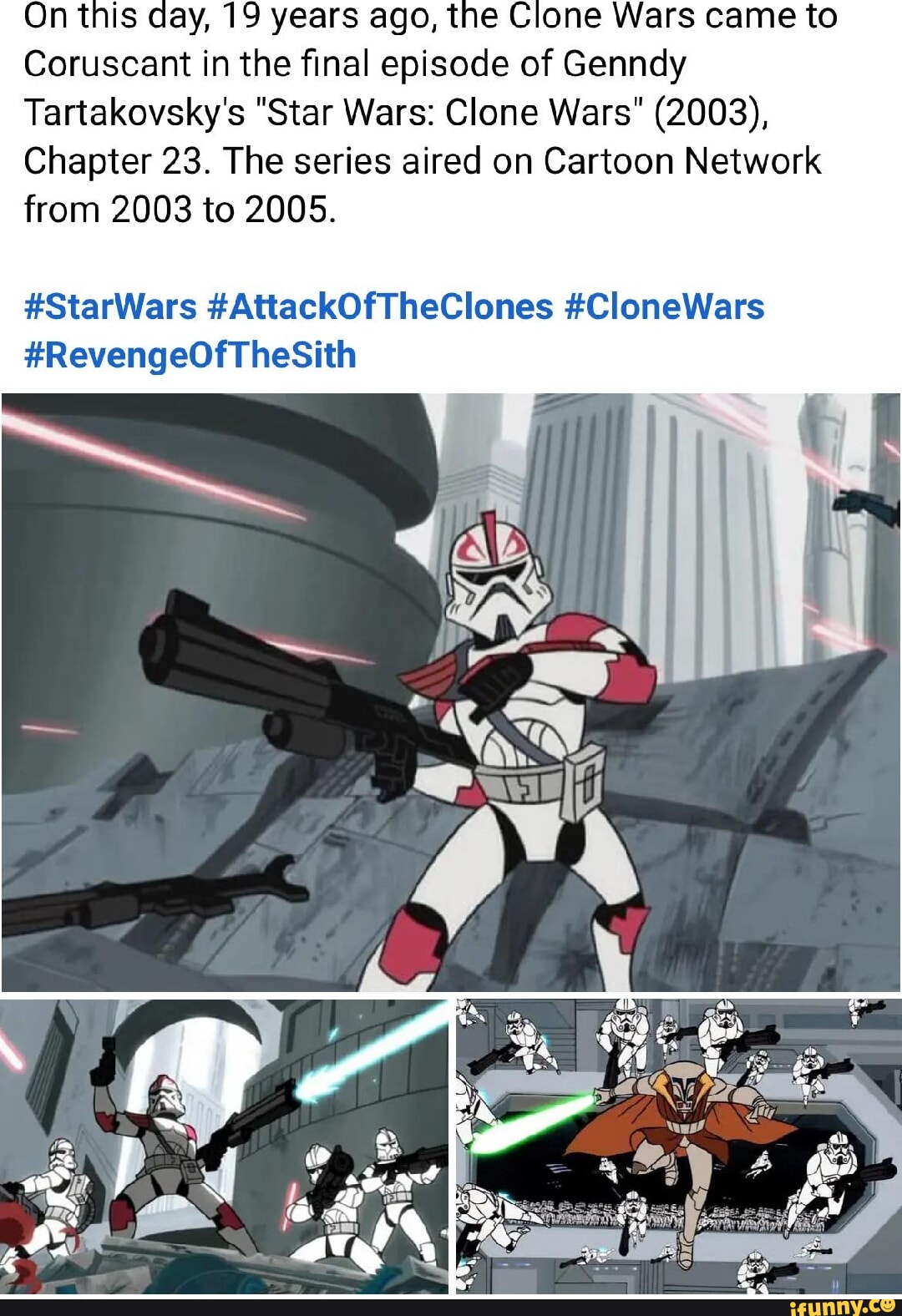 On this day, 19 years ago, the Clone Wars came to Coruscant in the ...