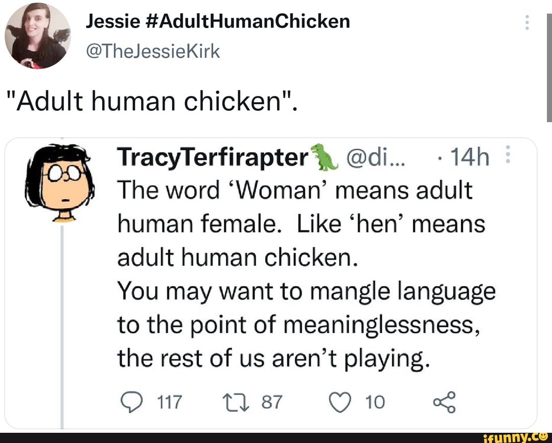 Li Jessie #AdulthumanChicken @theessiekirk "Adult human chicken ...