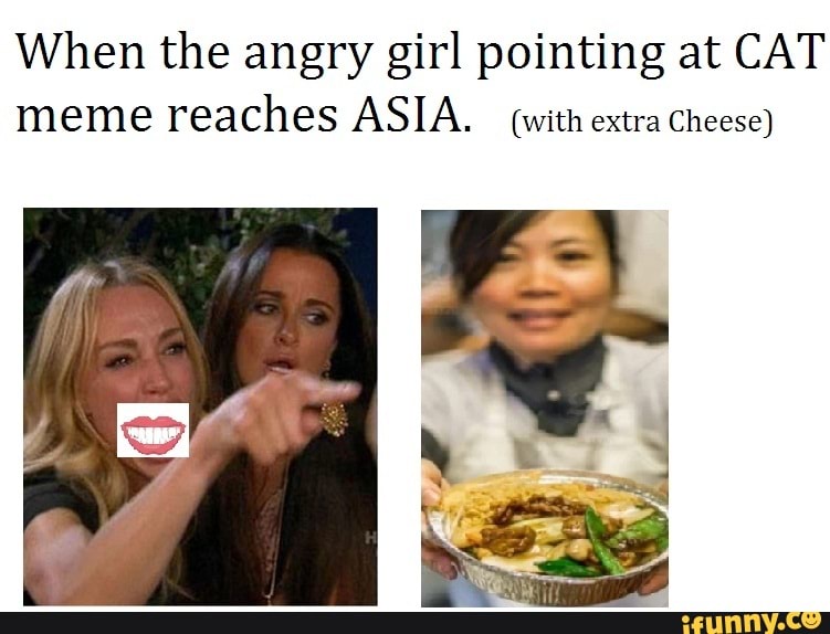 When the angry girl pointing at CAT meme reaches ASIA. [withextra ...