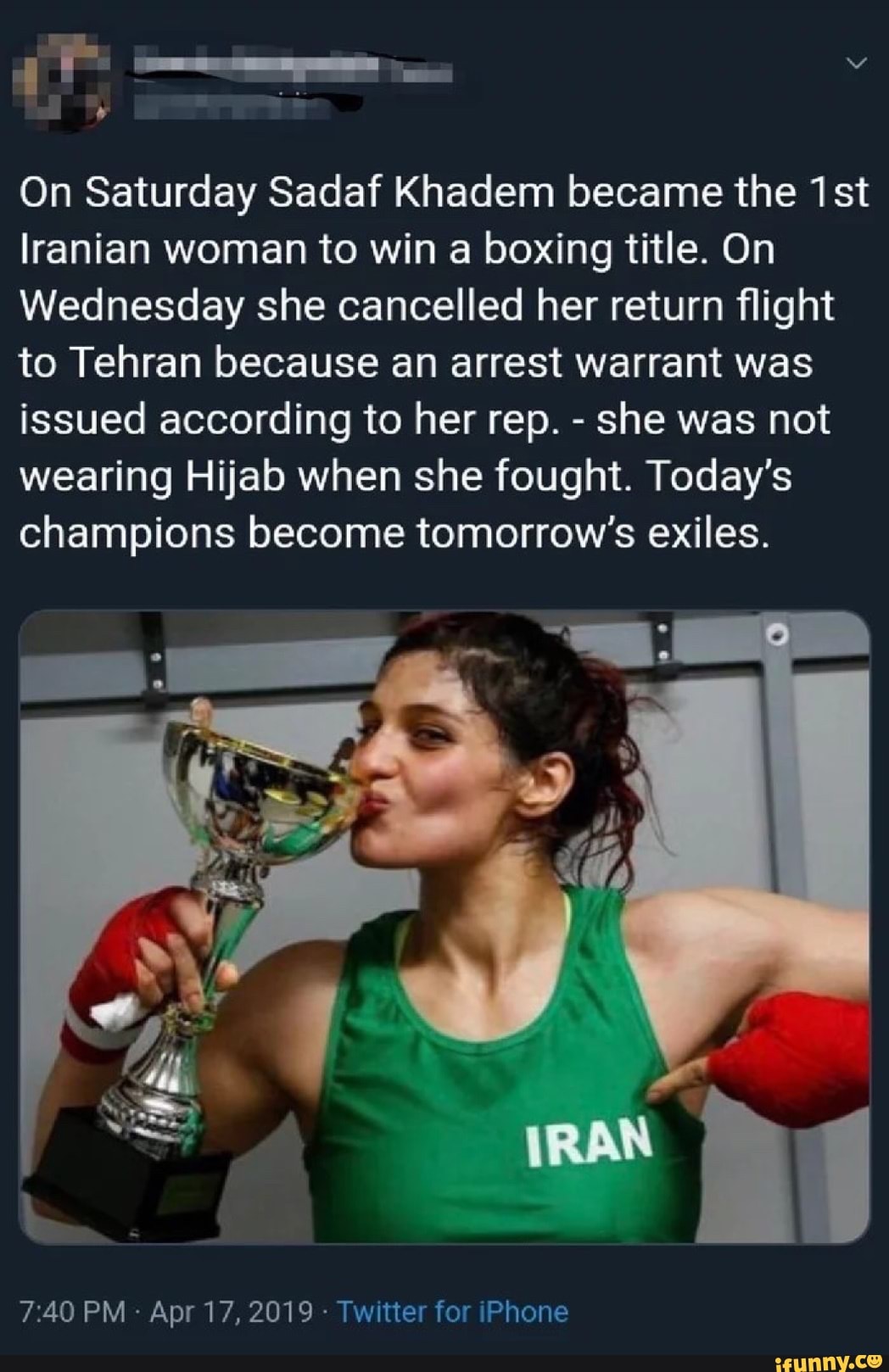 On Saturday Sadaf Khadem became the 1st Iranian woman to win a boxing ...