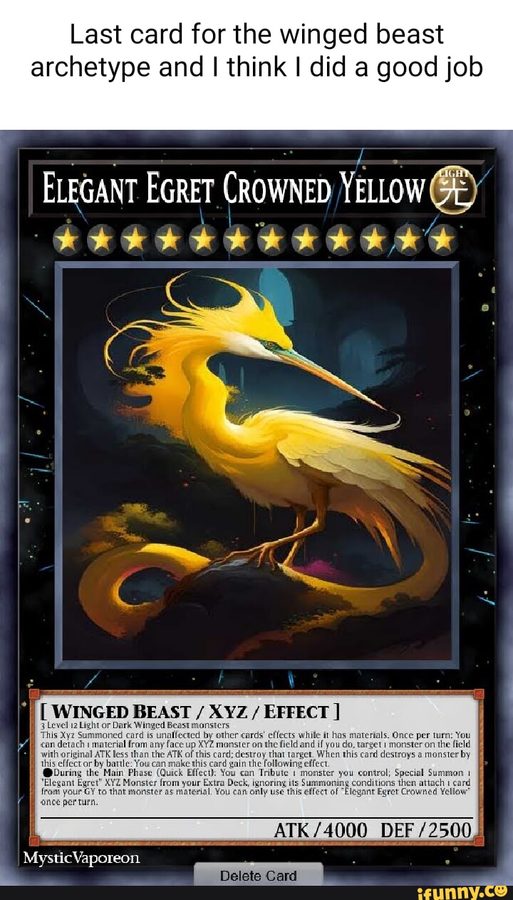 Last card for the winged beast archetype and I think I did a good job ...