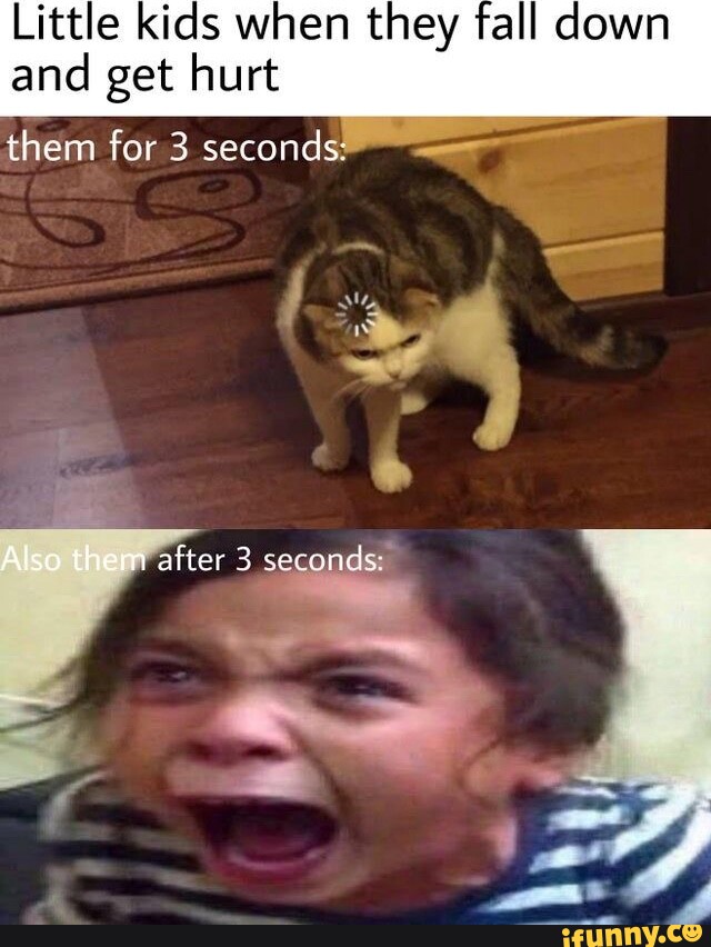 Little kids when they fall down and get hurt them for 3 seconds: Also ...