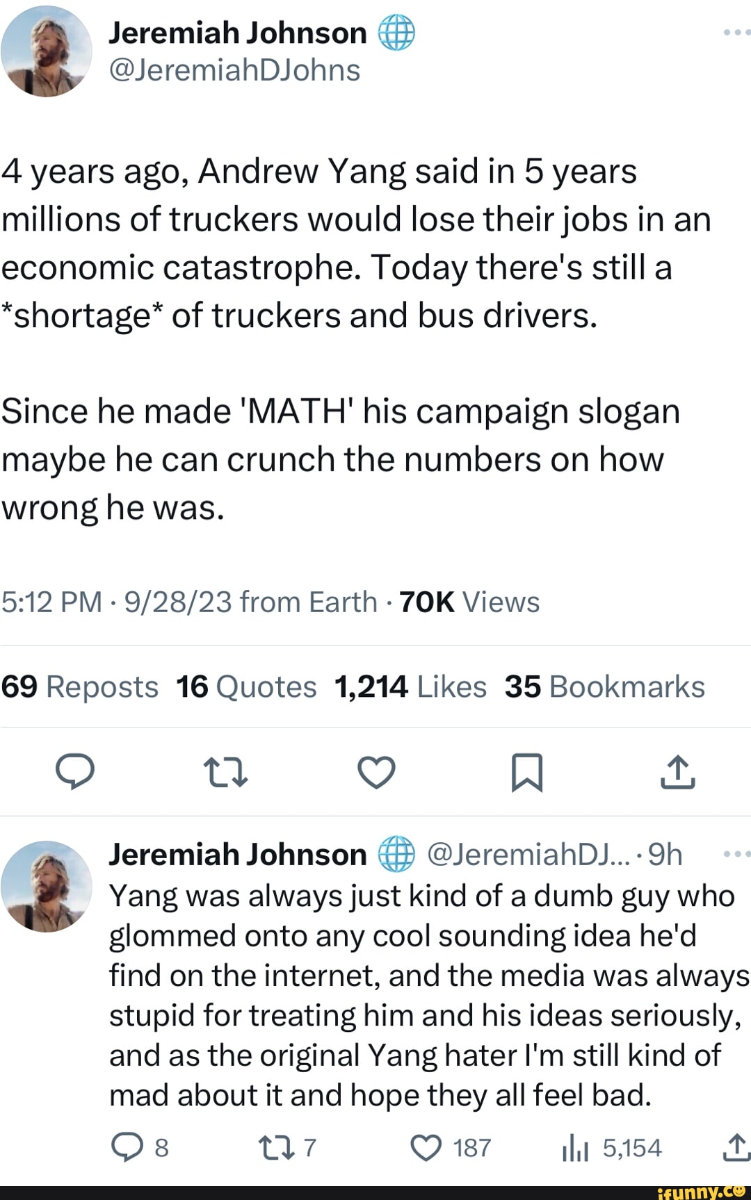 4 years ago, Andrew Yang said in 5 years millions of truckers would ...