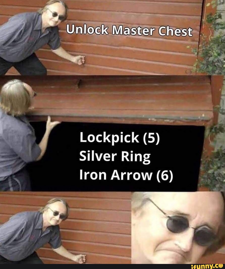 Unlock Master Chest Lockpick (5) Silver Ring Iron Arrow (6) - iFunny