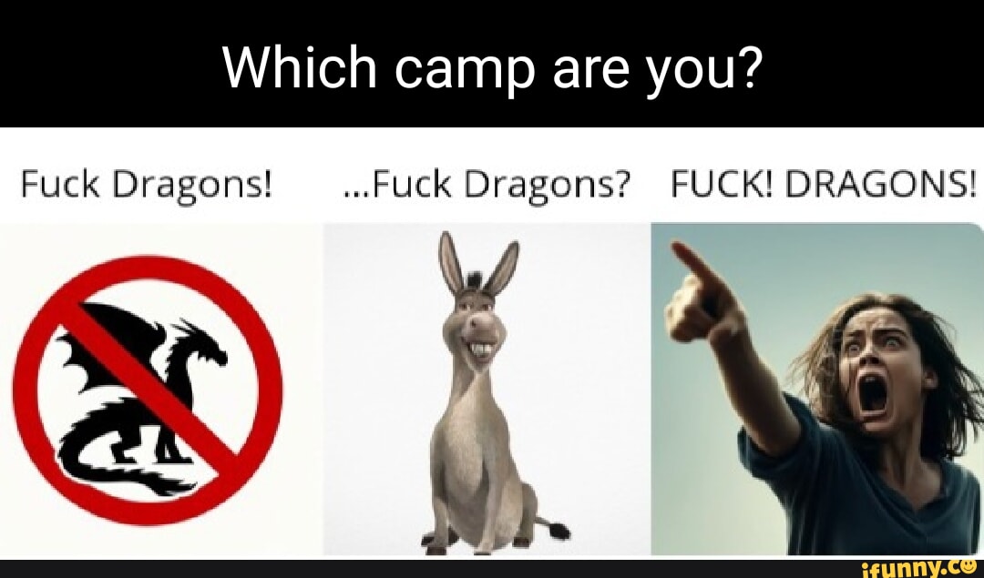 Which camp are you? Fuck Dragons! ..Fuck Dragons? FUCK! DRAGONS! - iFunny