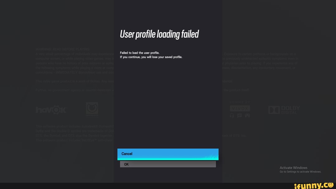 User profile loading failed Failed to load the user profile. If you ...