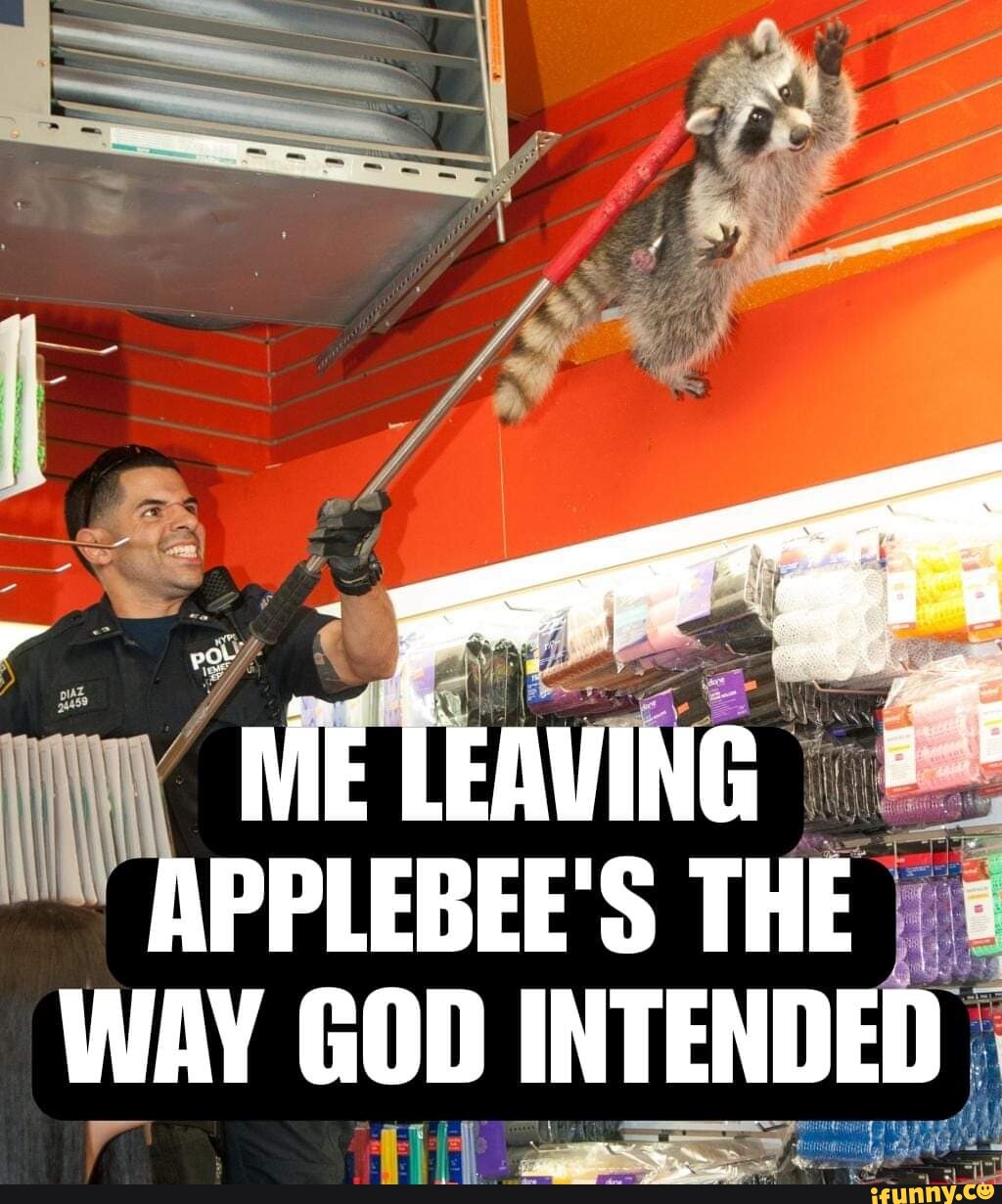 ME LEAVING APPLEBEE'S THE I WAY GOD INTENDED - iFunny