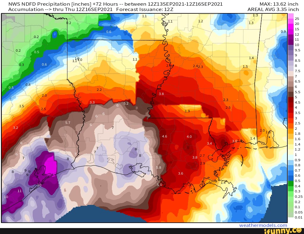 Precip forecast through Thursday 7 AM CDT - NWS NDFD Precipitation ...