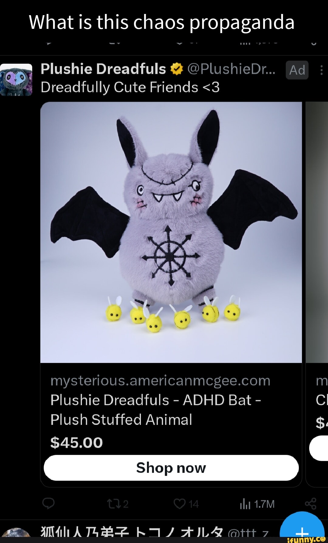 What is this chaos propaganda Plushie Dreadfuls @ "PlushieDr... Ad ...
