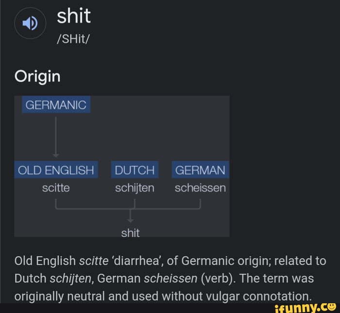 4) shit /SHit/ Origin GERMANIC OLD ENGLISH DUTCH GERMAN scitte schijten ...