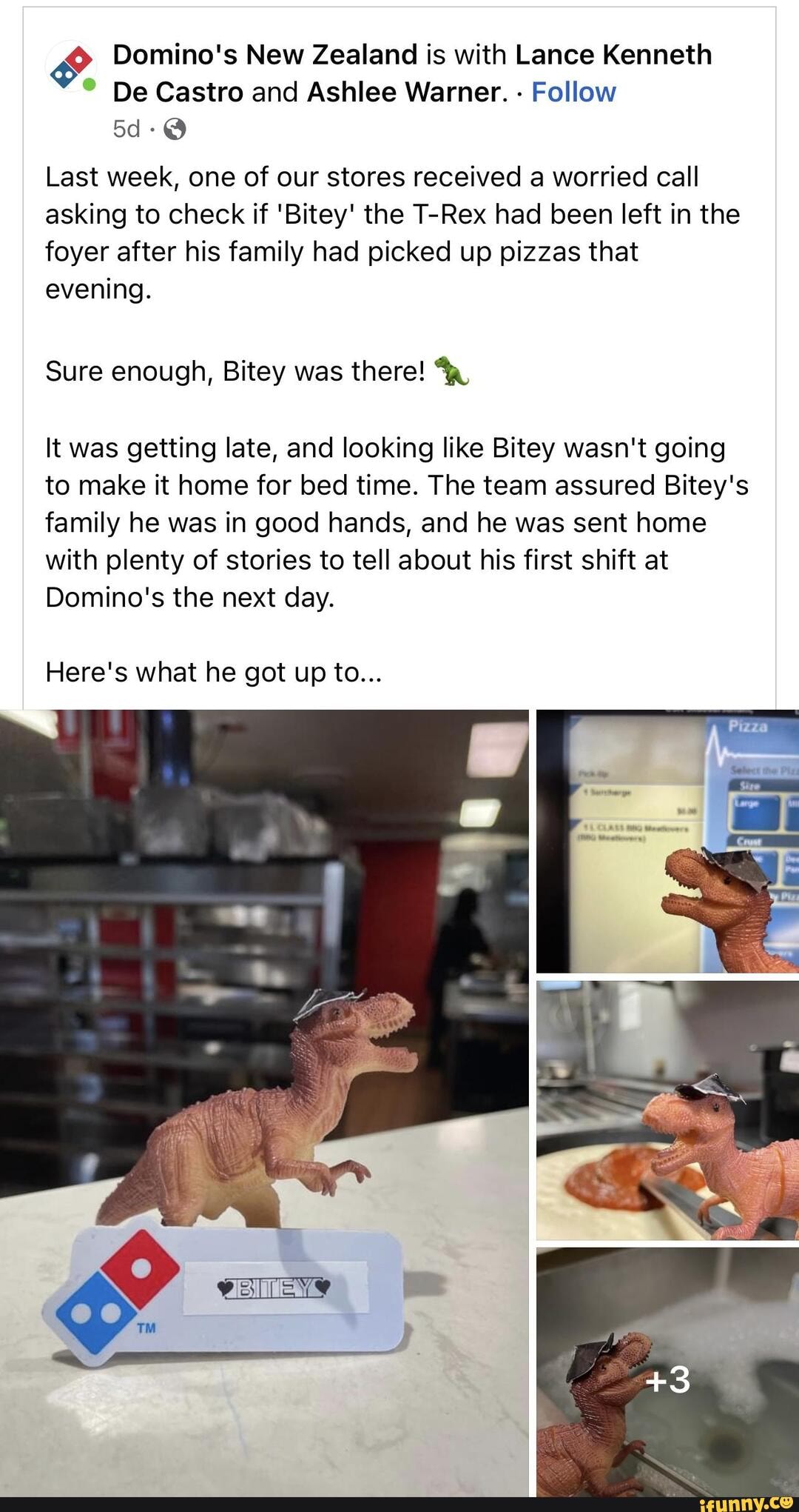 Wholesome Dinosaur Content - Domino's New Zealand is with Lance Kenneth ...