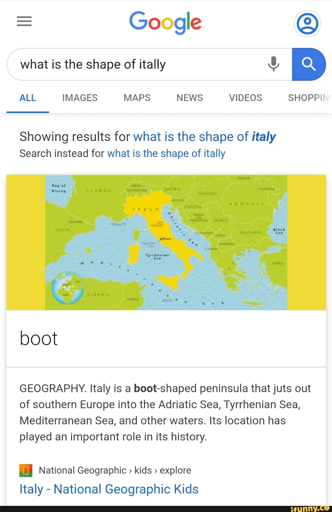 Google A what is the shape of itally 4 Showing results for what is the ...