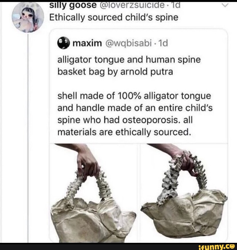 Silly goose @loverzsuicide - TEl Ethically sourced child's spine maxim ...