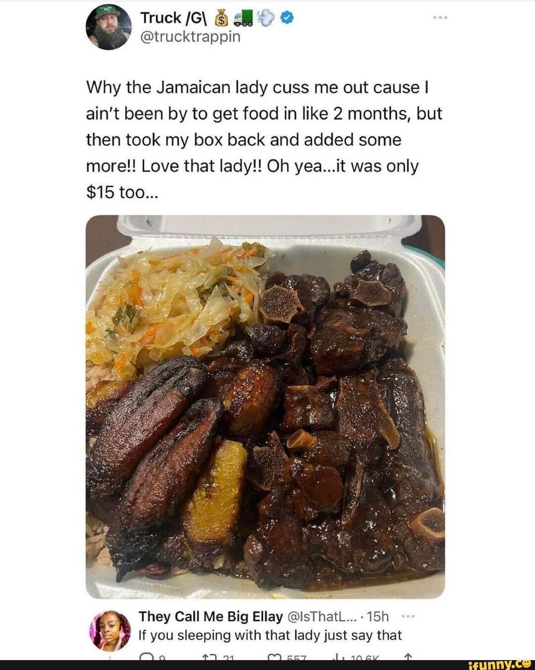 Truck /G\ @trucktrappin Why the Jamaican lady cuss me out cause I ain't ...