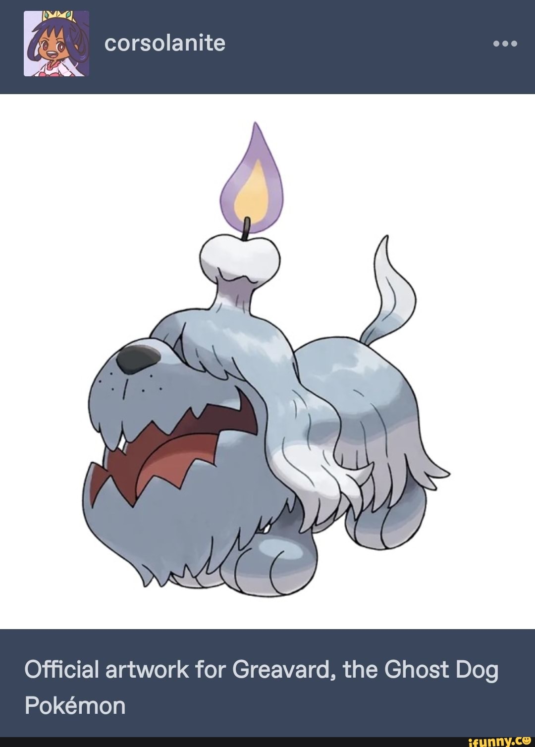 Corsolanite Official artwork for Greavard, the Ghost Dog Pokemon - iFunny